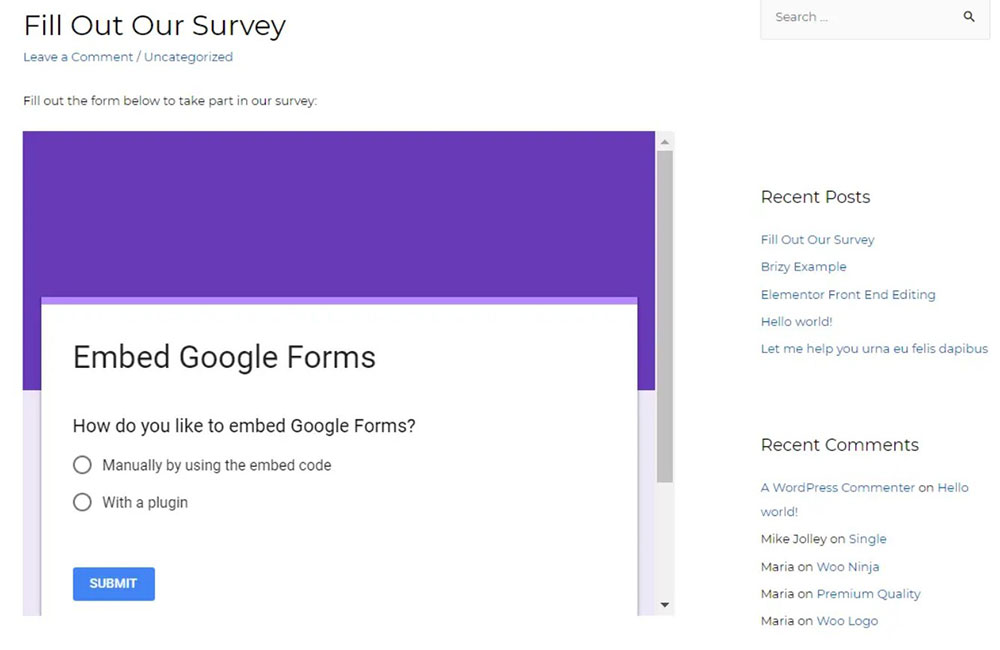 How To Embed A Google Form In WordPress